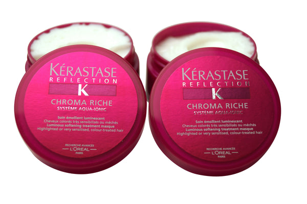Kerastase Chroma Riche Masque 2.5 oz each bottle Set of Two Travel Size ...